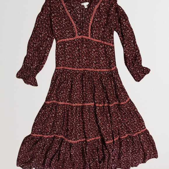 Time and Tru | Dresses | Time And Tru Burgundy Floral Maxi Dress | Poshmark